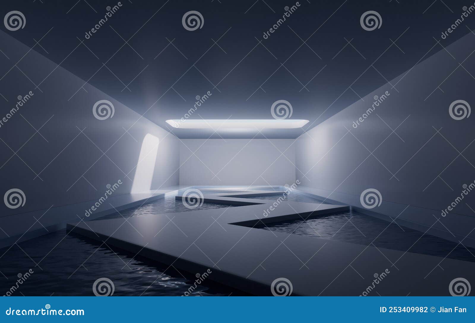 Empty Room with Water Inside, 3d Rendering Stock Illustration ...