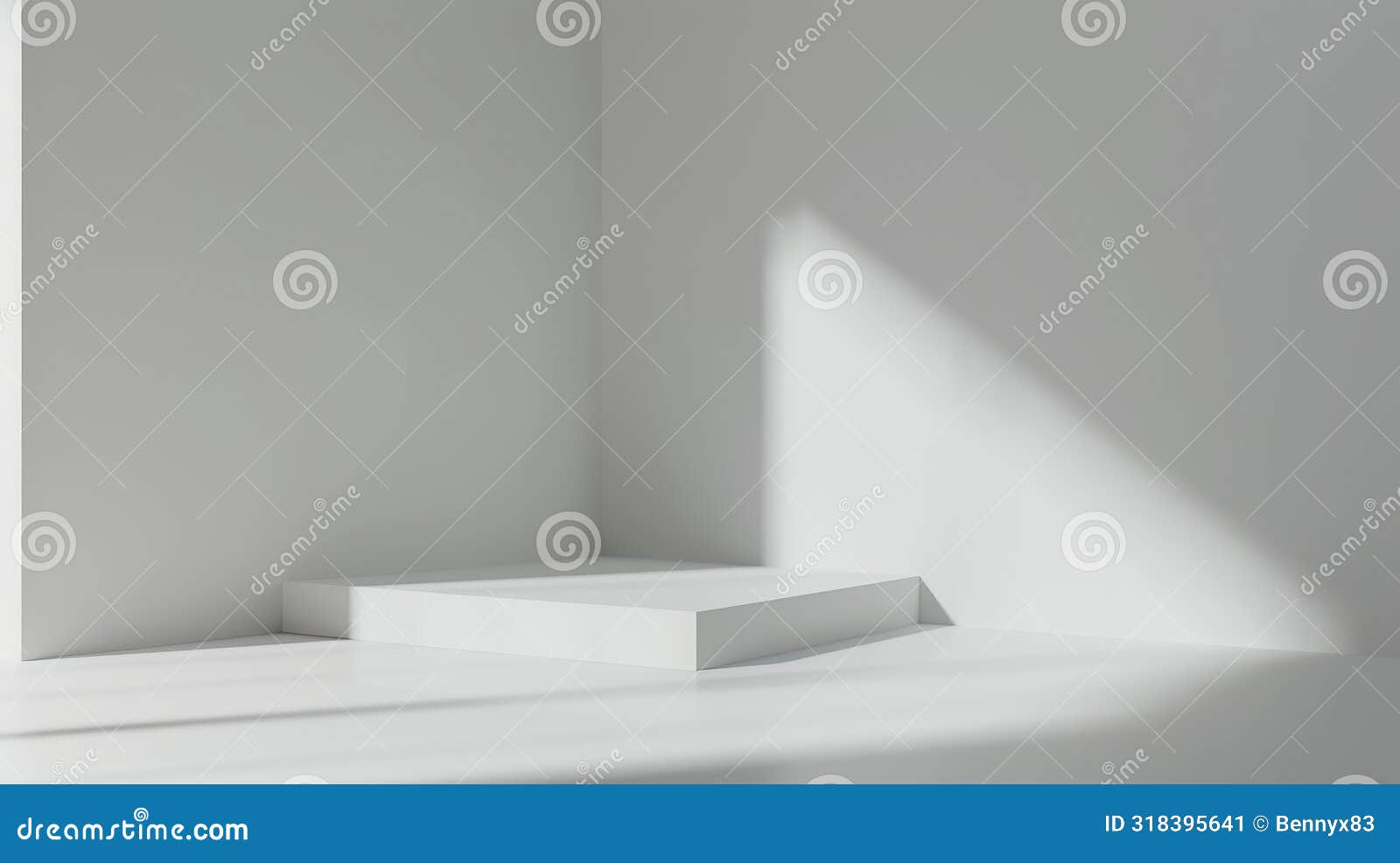 Empty Room with White Floor and Shining Light Stock Illustration ...