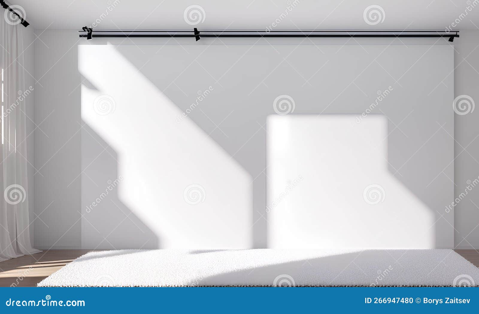 Empty Room with White Screen and Light Reflections, Generated by ...