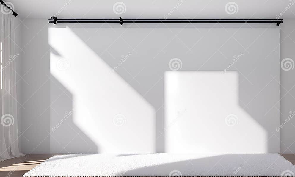 Empty Room with White Screen and Light Reflections, Generated by ...
