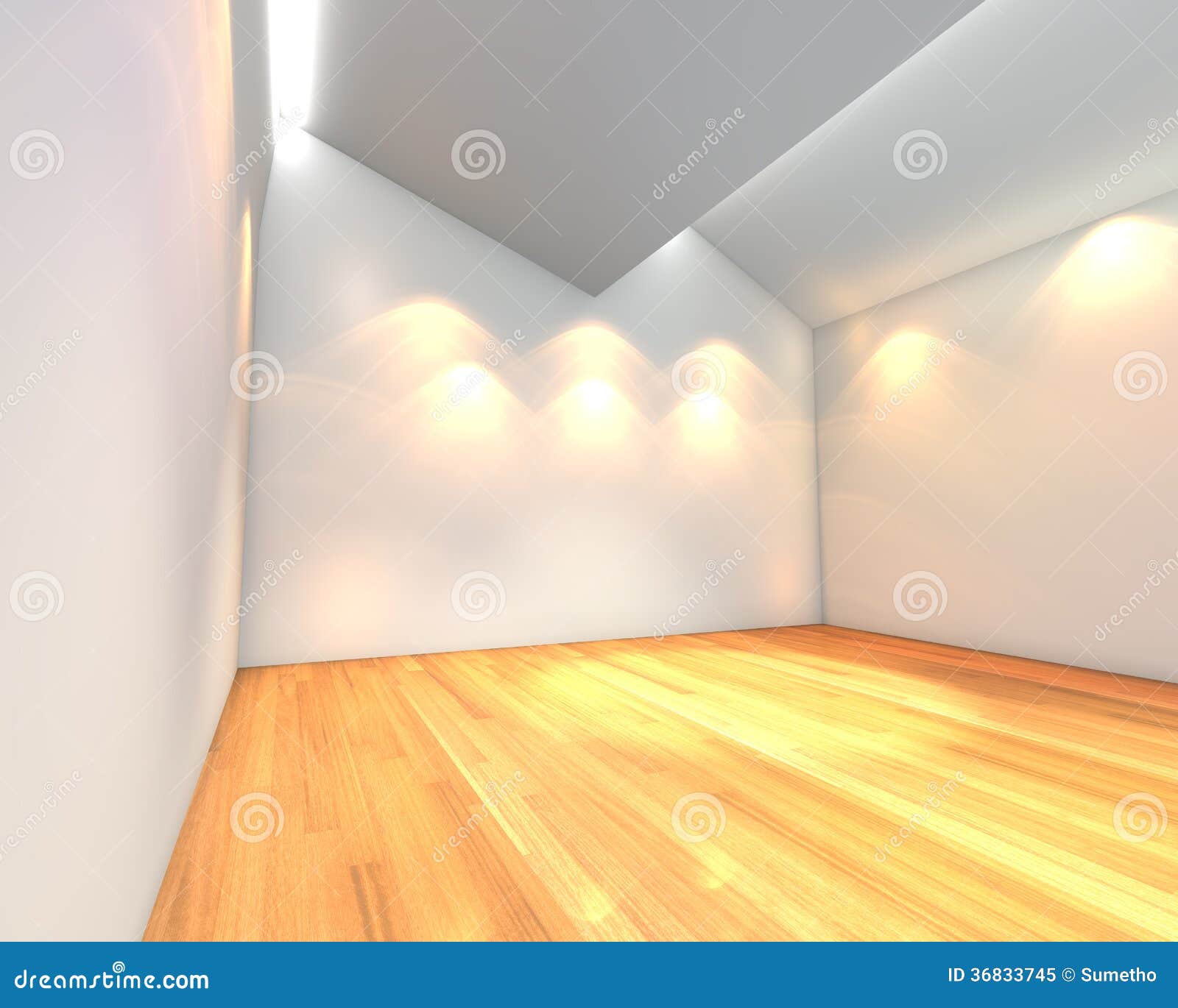 Empty Room White Wall with Ceiling Serration Stock Illustration ...