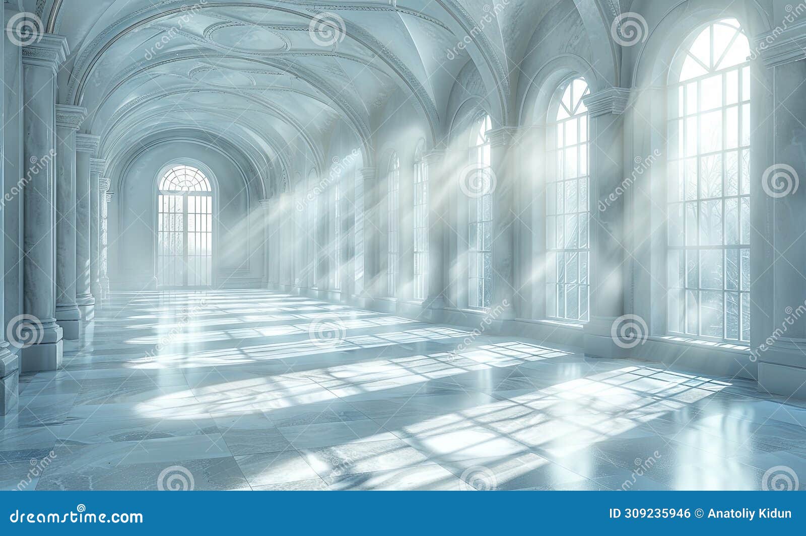 Empty Room with White Windows 3d Render, Bright, Hazy. Generative AI ...