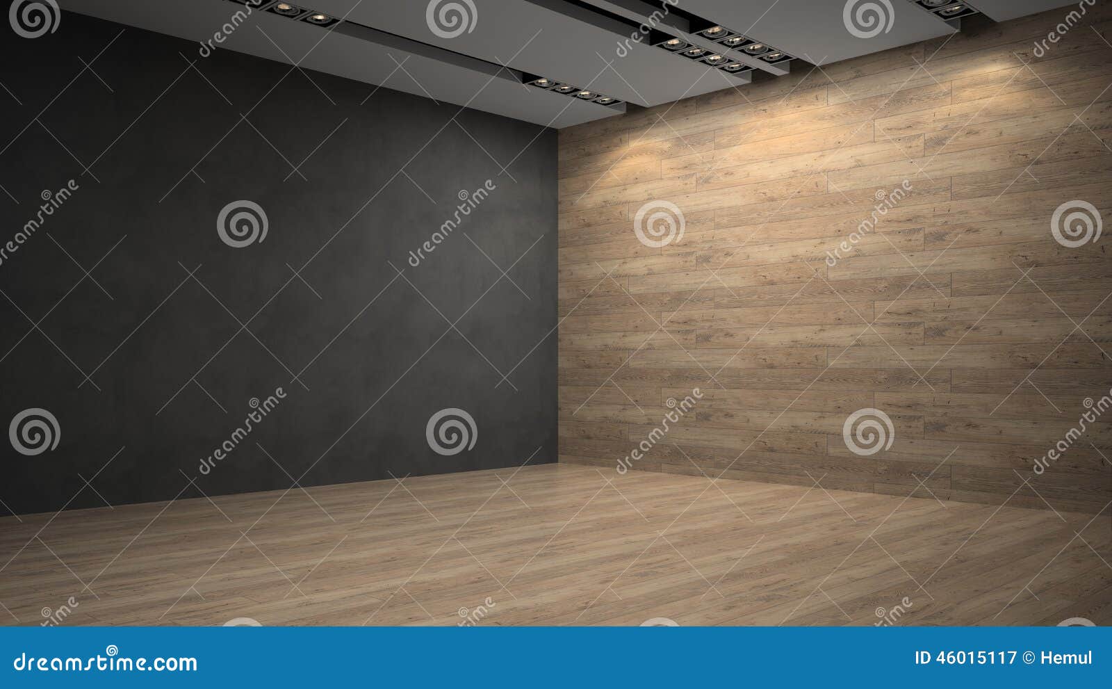 Empty Room Whith Wooden Wall Stock Illustration - Illustration of ...