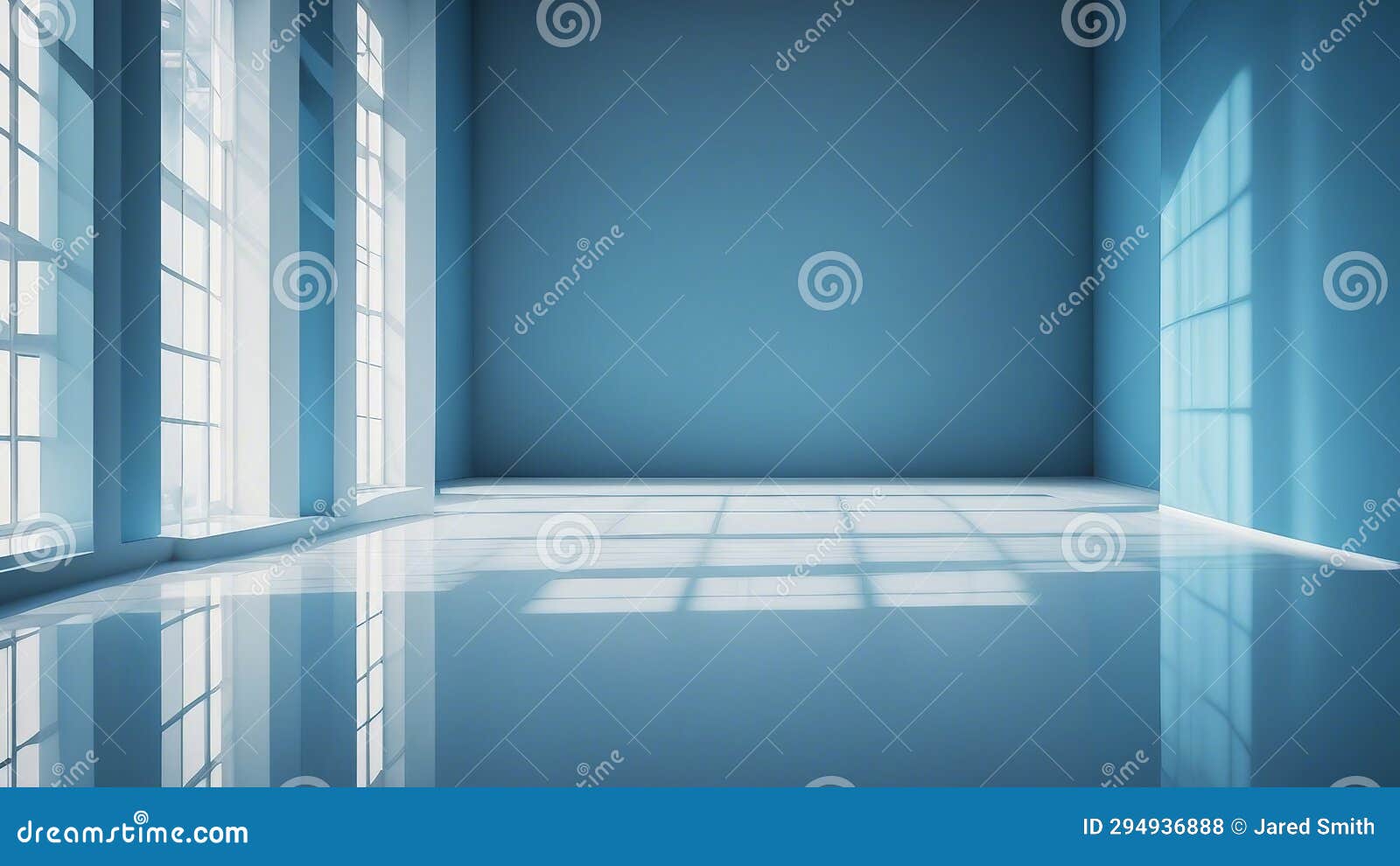 Empty Room with Window Abstract Background Blue Stock Illustration ...