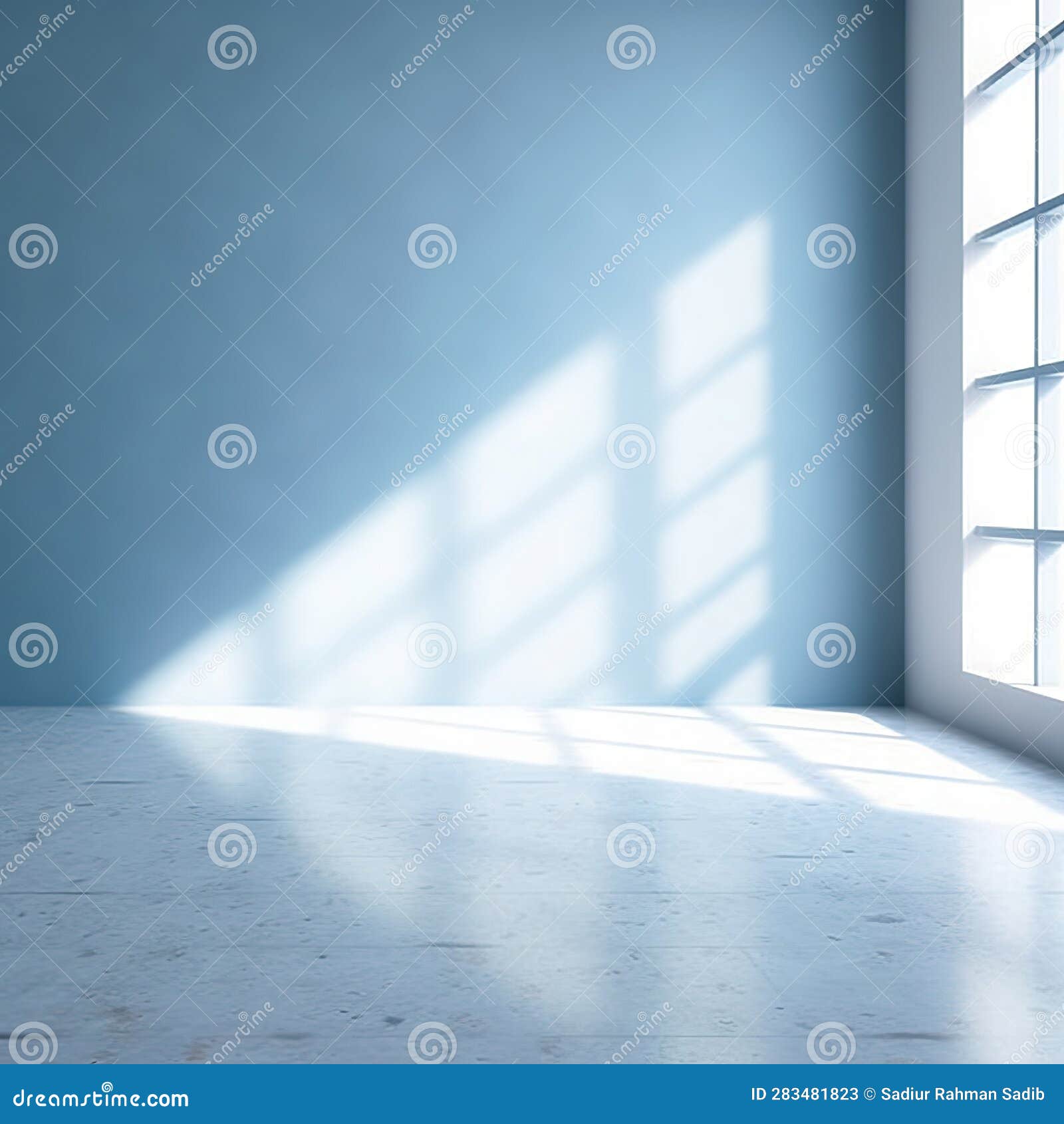 Empty Room with a Window. Light Blue Empty Wall Stock Illustration ...