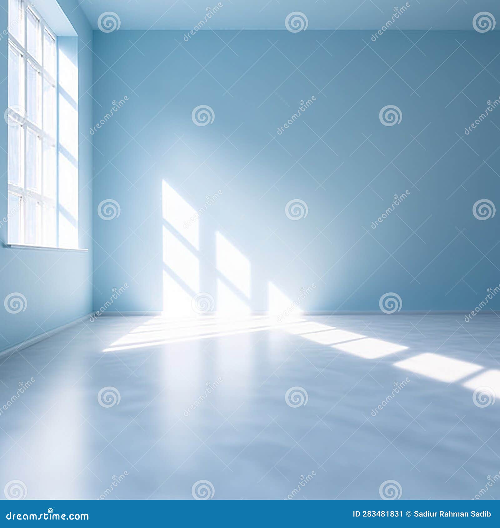 Empty Room with a Window. Light Blue Empty Wall Stock Illustration ...