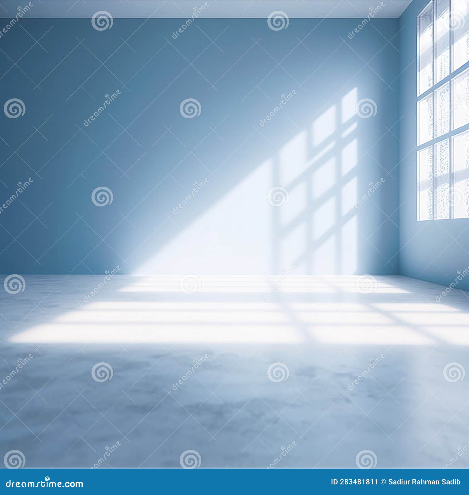 Empty Room with a Window. Light Blue Empty Wall Stock Illustration ...