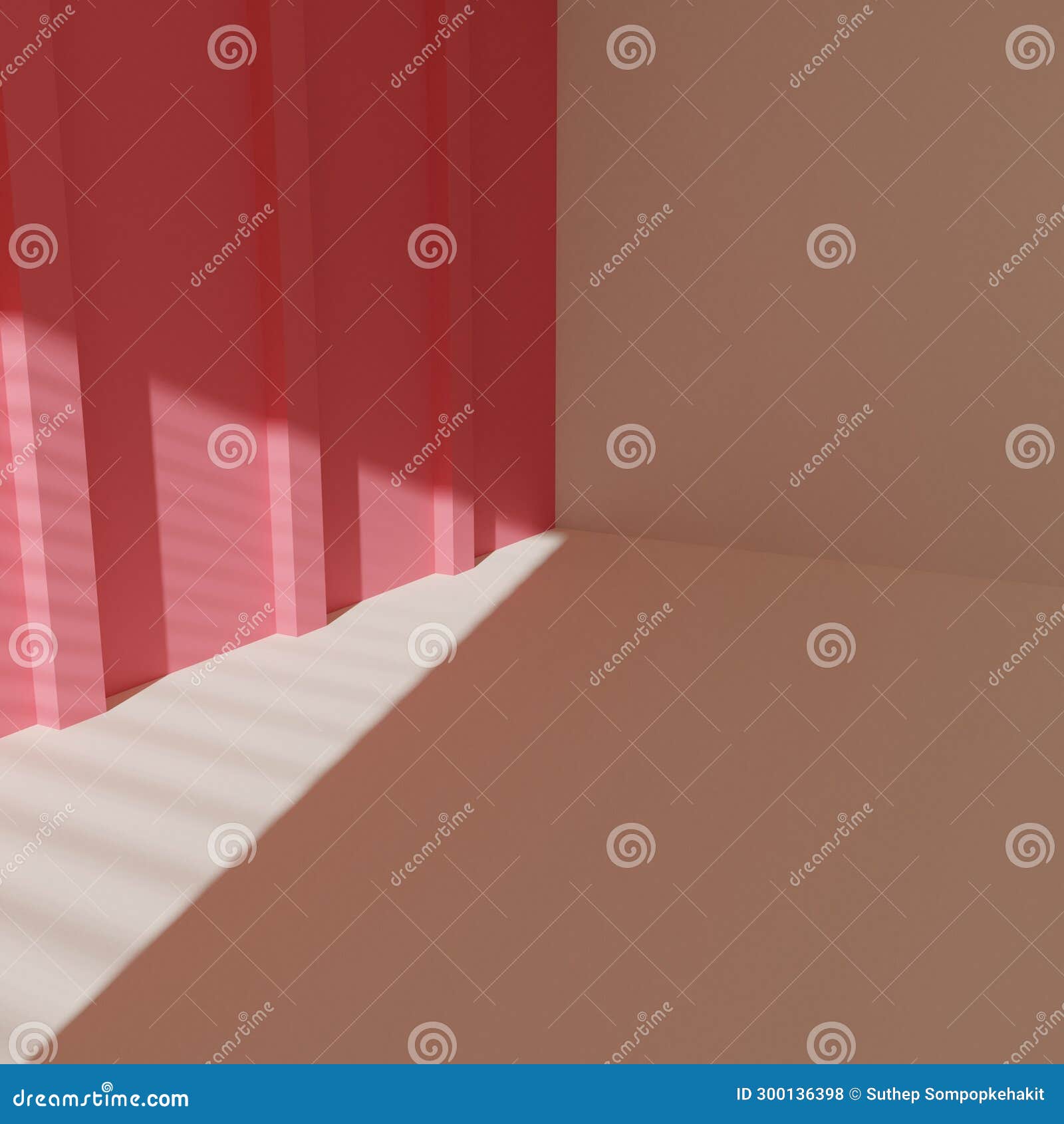 Empty Room with Window Shadow, 3D Rendering Stock Illustration ...