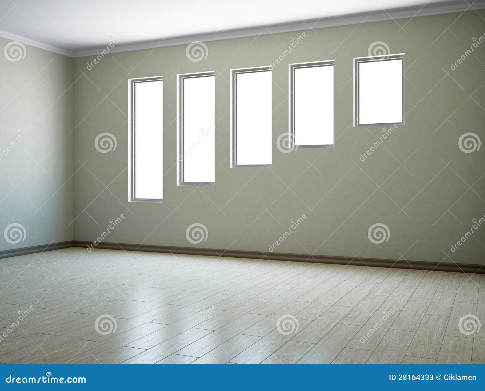 Empty room with windows stock illustration. Illustration of indoors ...