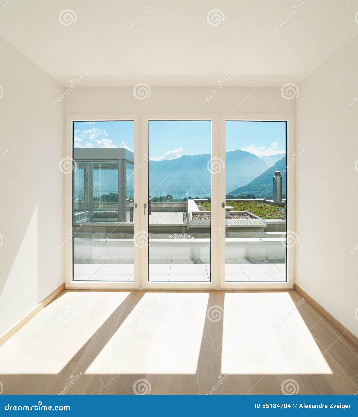 Empty room with windows stock photo. Image of room, interior - 55184704