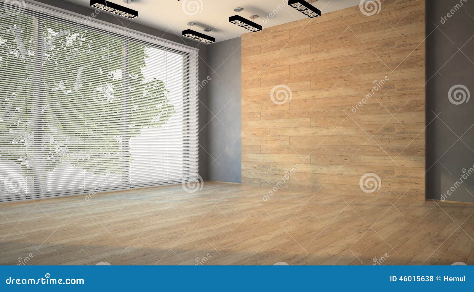 Empty Room with Wooden Wall Stock Photo - Image of home, lifestyle ...