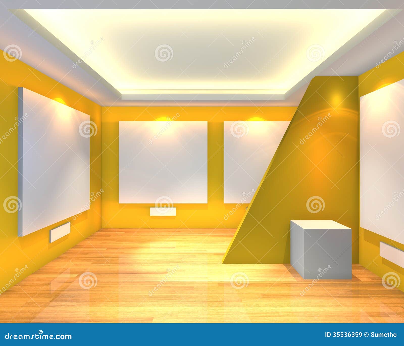 Empty Room Yellow Gallery Royalty Free Stock Images - Image: 35536359