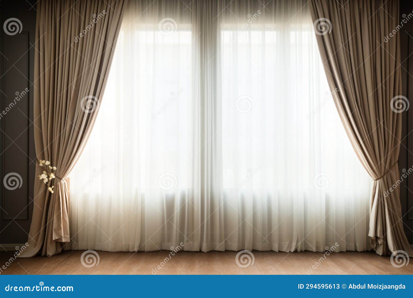 An Empty Rooms Window and Curtain Closeup in an Inviting Interior Stock ...