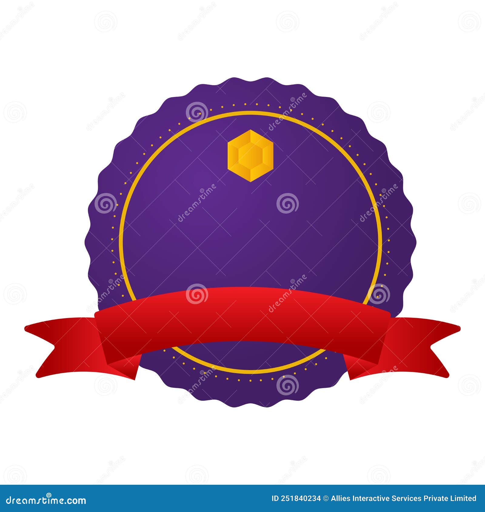 Empty Round Badge or Label with Ribbon on White Stock Illustration ...