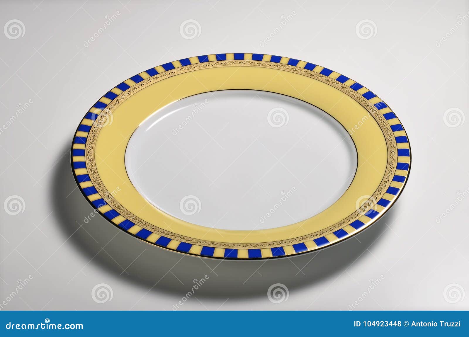 Empty Round Dish with Decorated Border Stock Photo - Image of circle ...