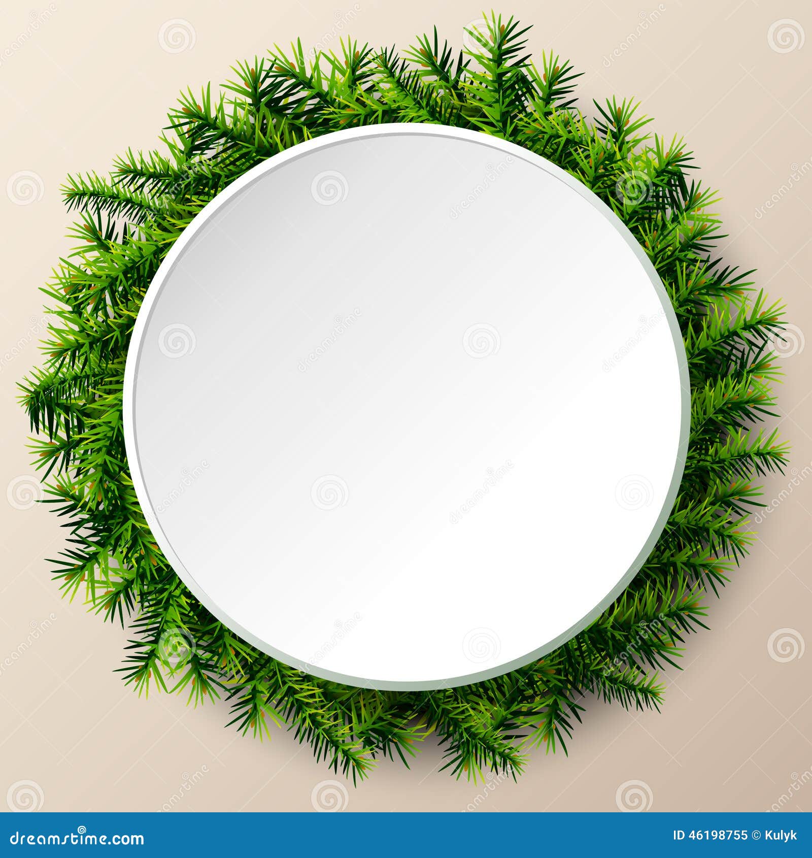 Empty Round Frame of Christmas Tree Twigs Stock Vector - Illustration ...