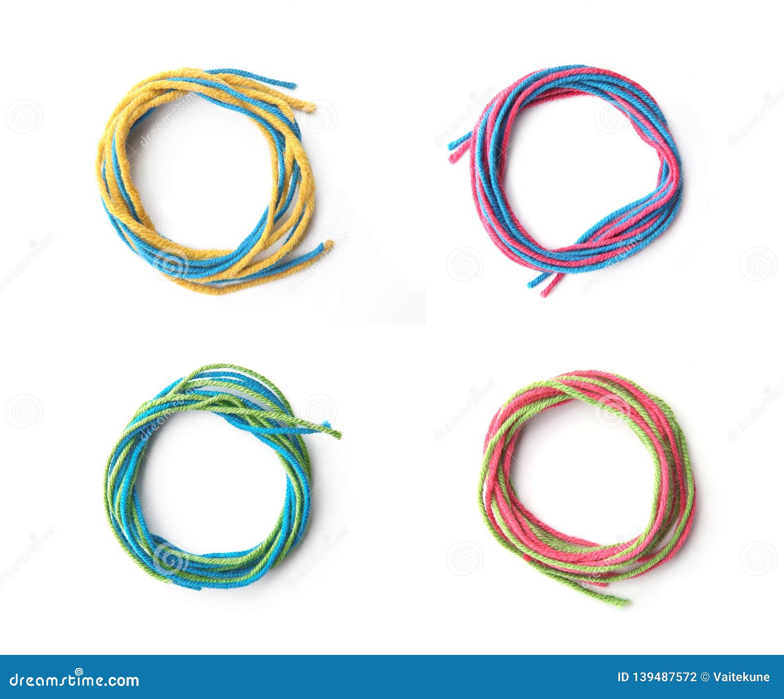 Set of Colorful Circle Frame Made of Thread Isolated on White ...