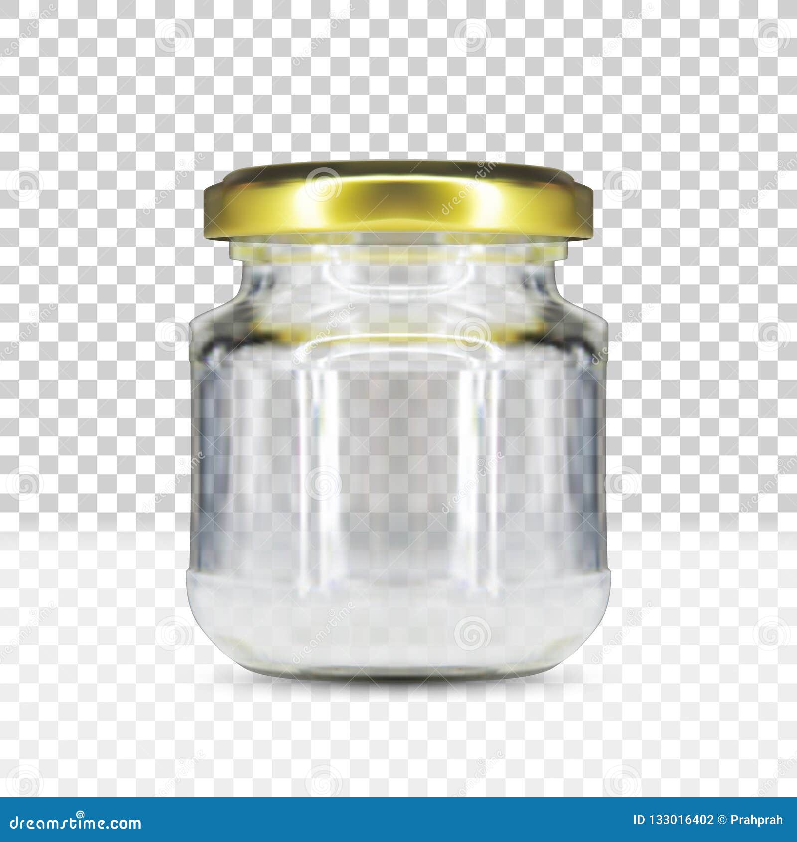 Empty Round Glass Jar with Gold Cap Stock Vector - Illustration of ...