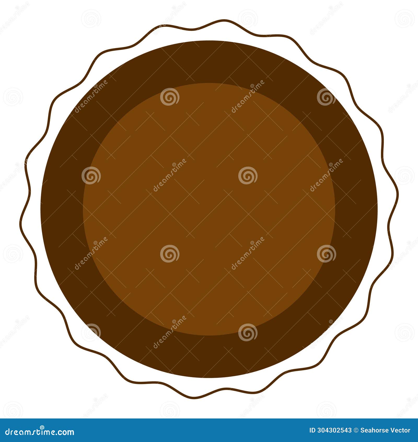 Empty Round Pie Crust Vector Illustration. Baked Pastry Tart Shell ...
