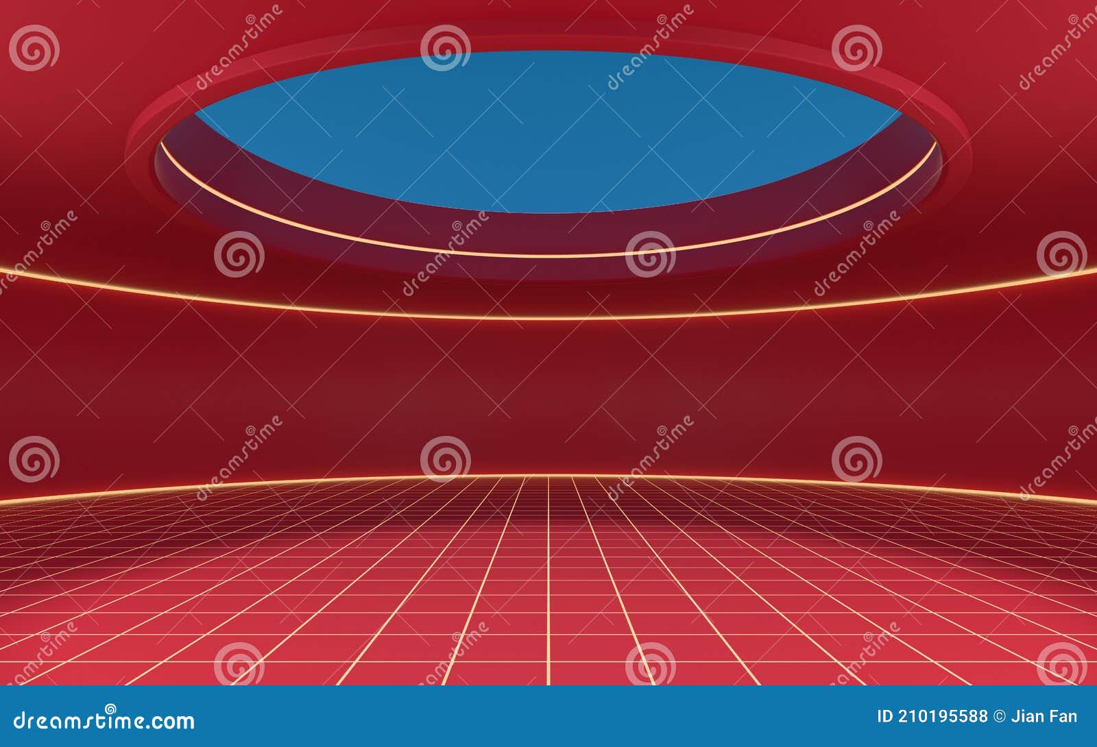 Empty Round Room with Skylight, 3d Rendering Stock Illustration ...
