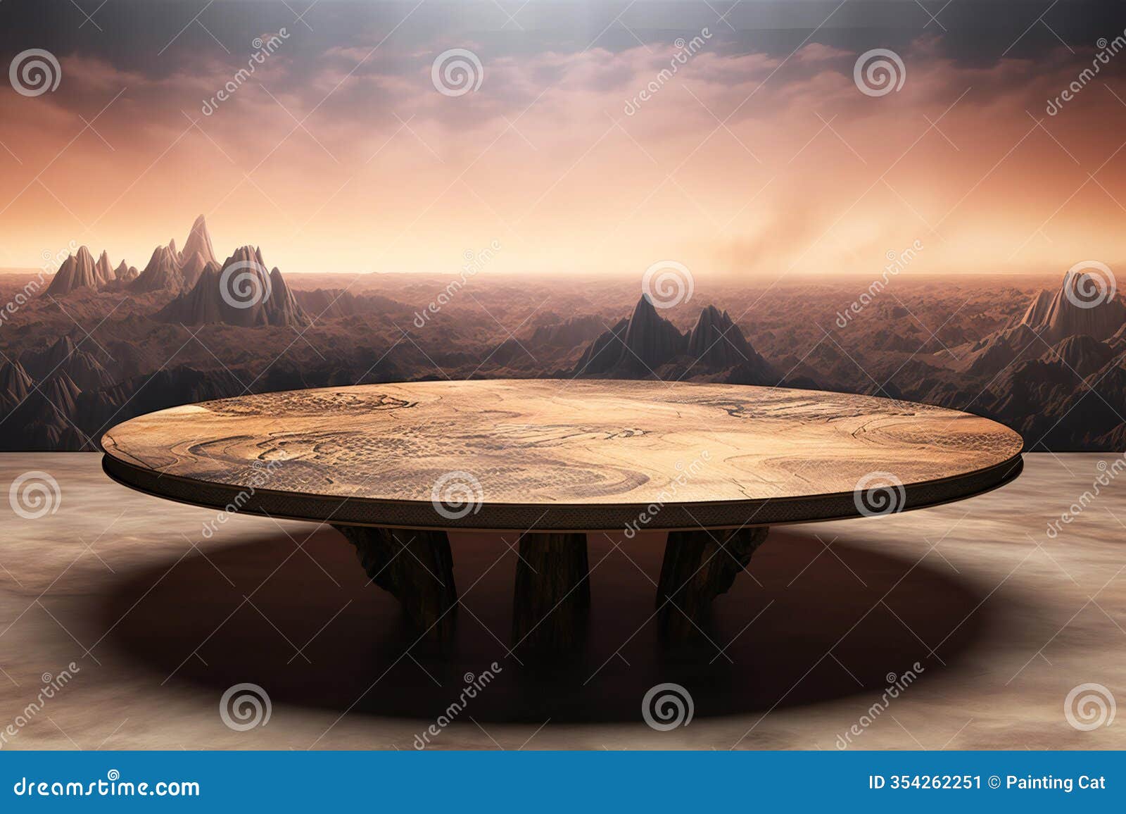 Empty Round Table on a Background of Beautiful Landscape Stock ...