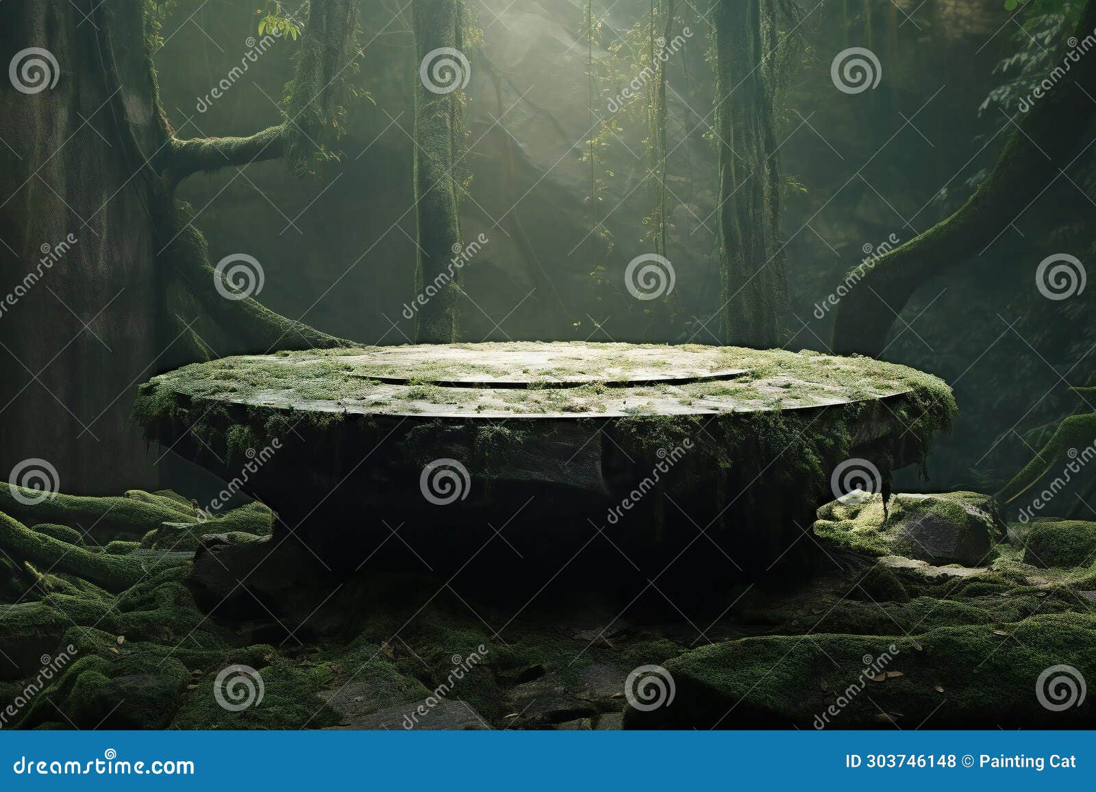 Empty Round Table in the Forest, Space for Your Product Display Stock ...