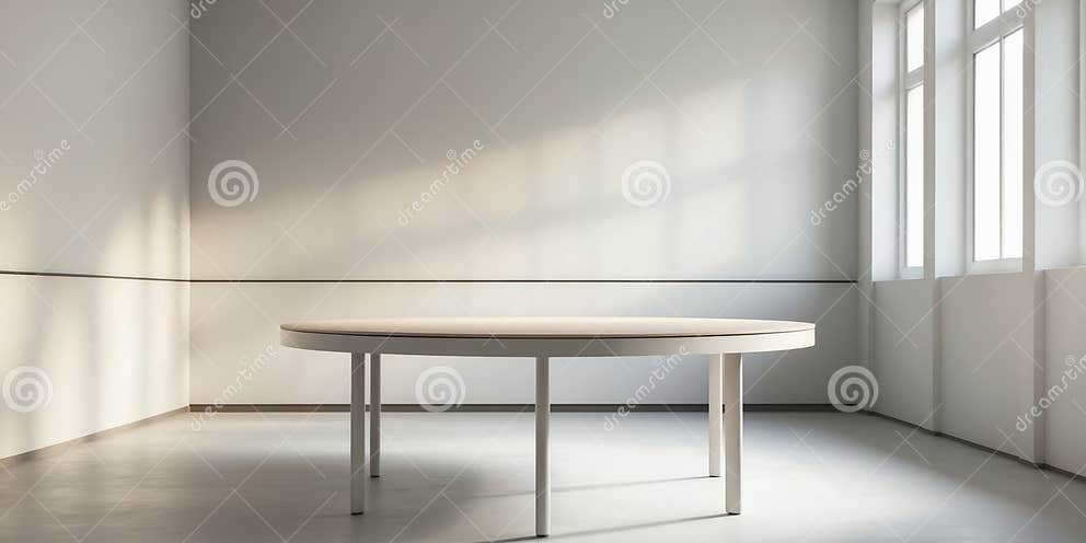 Empty Round Table in Modern Office Meeting Room Stock Image - Image of ...