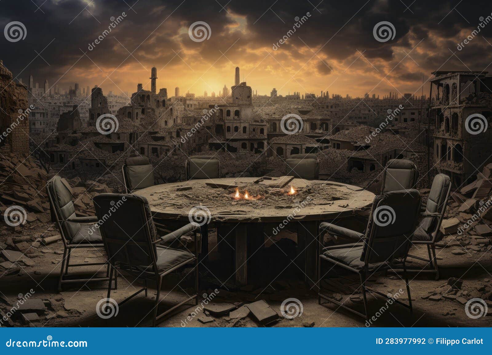 Empty Round Table: Symbol of Apocalypse and Destruction of World S ...