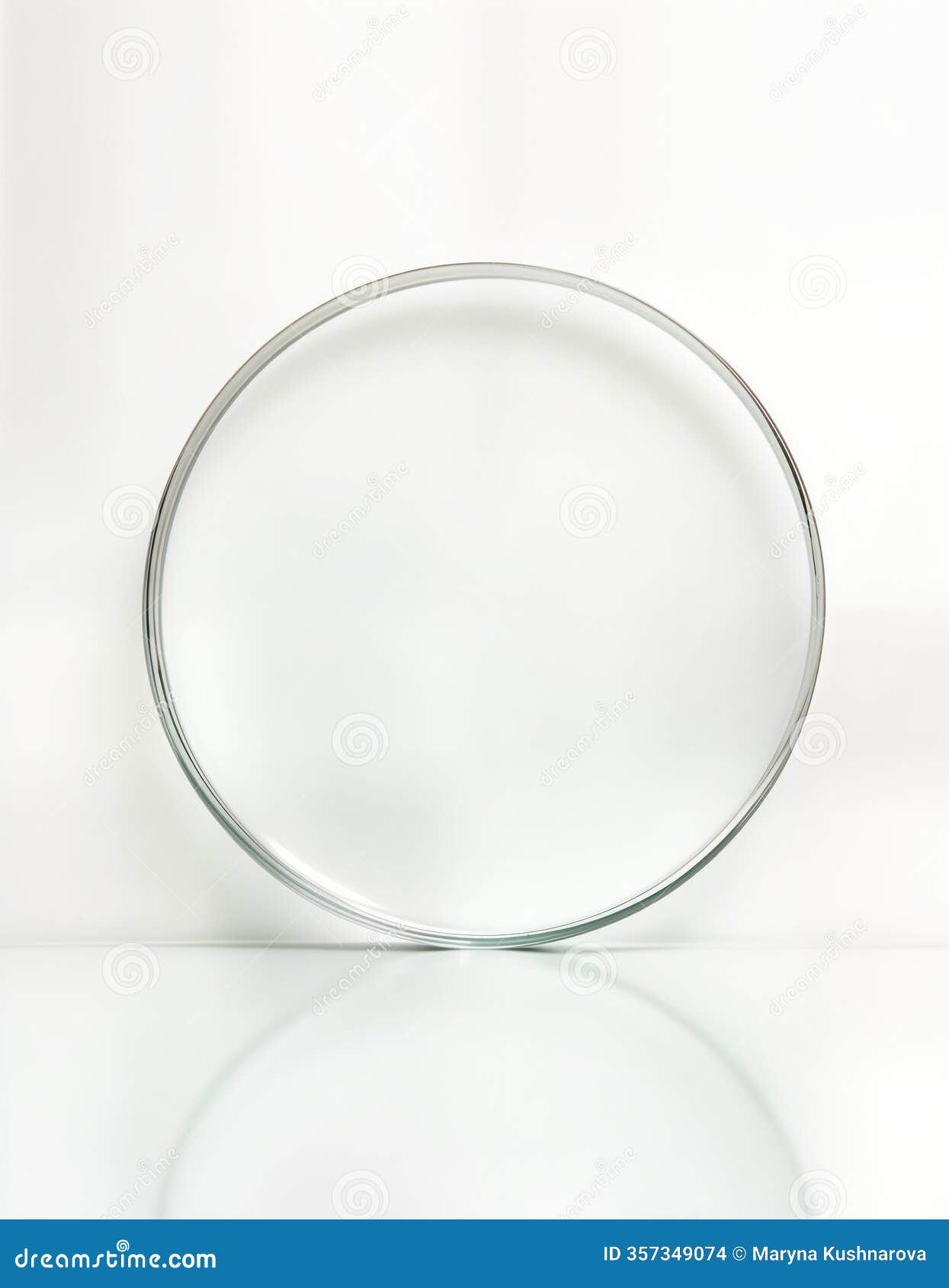 Empty Round Transparent Glass Dish on White Background. Modern Design ...