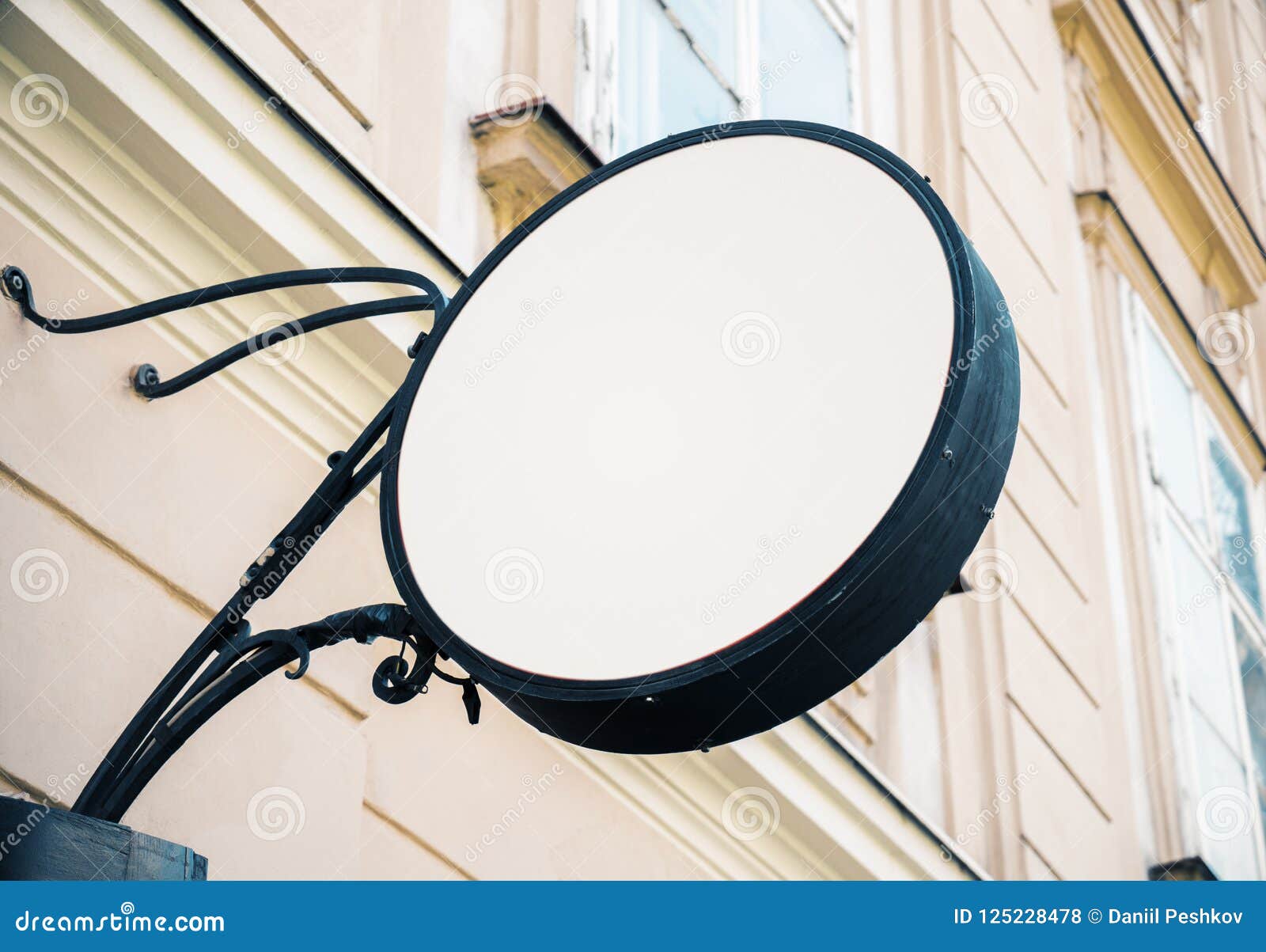 Empty round white signage stock photo. Image of board - 125228478