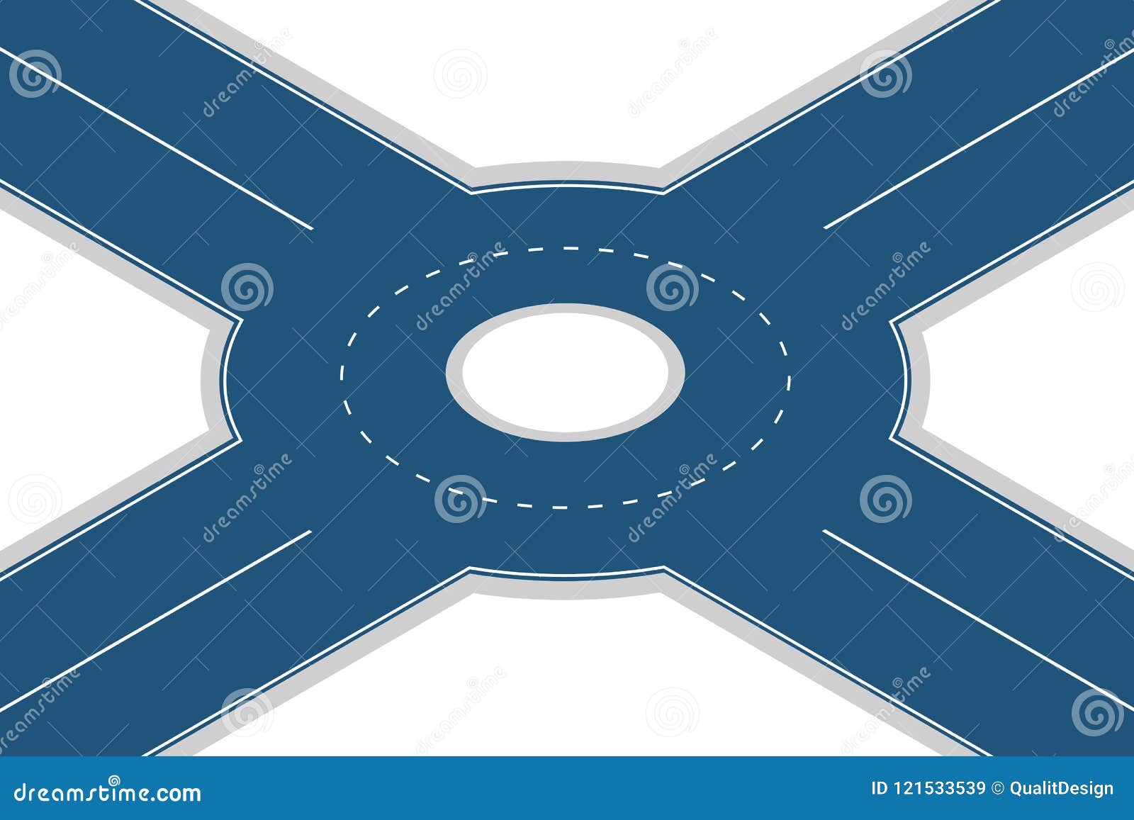 Empty Roundabout Top View. Circular Traffic Intersection. Round Road ...