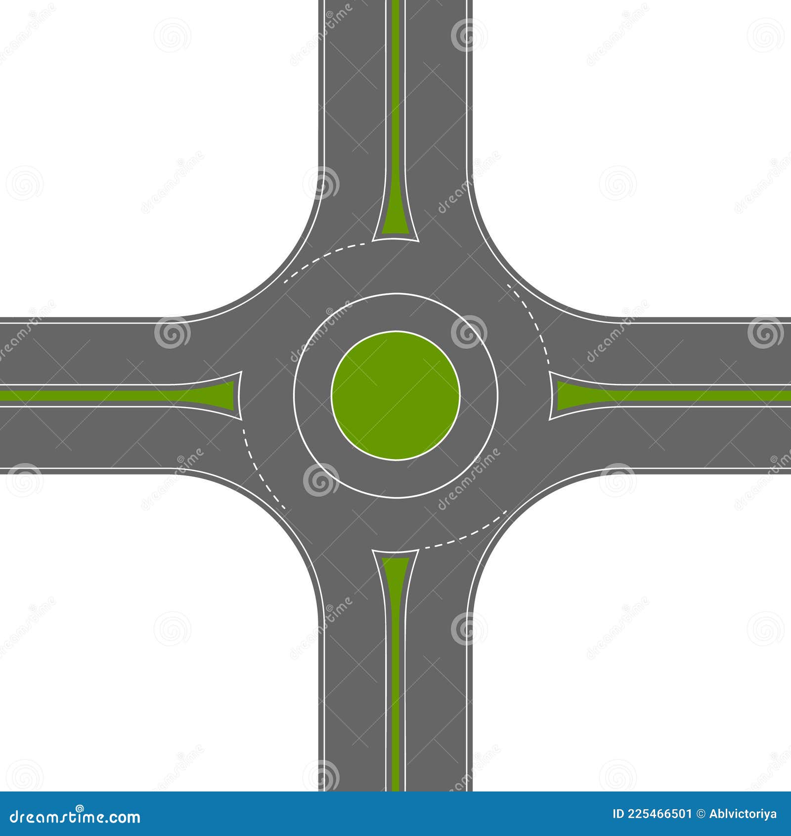 Empty Roundabout Top View. Circular Traffic Intersection. Round Road ...