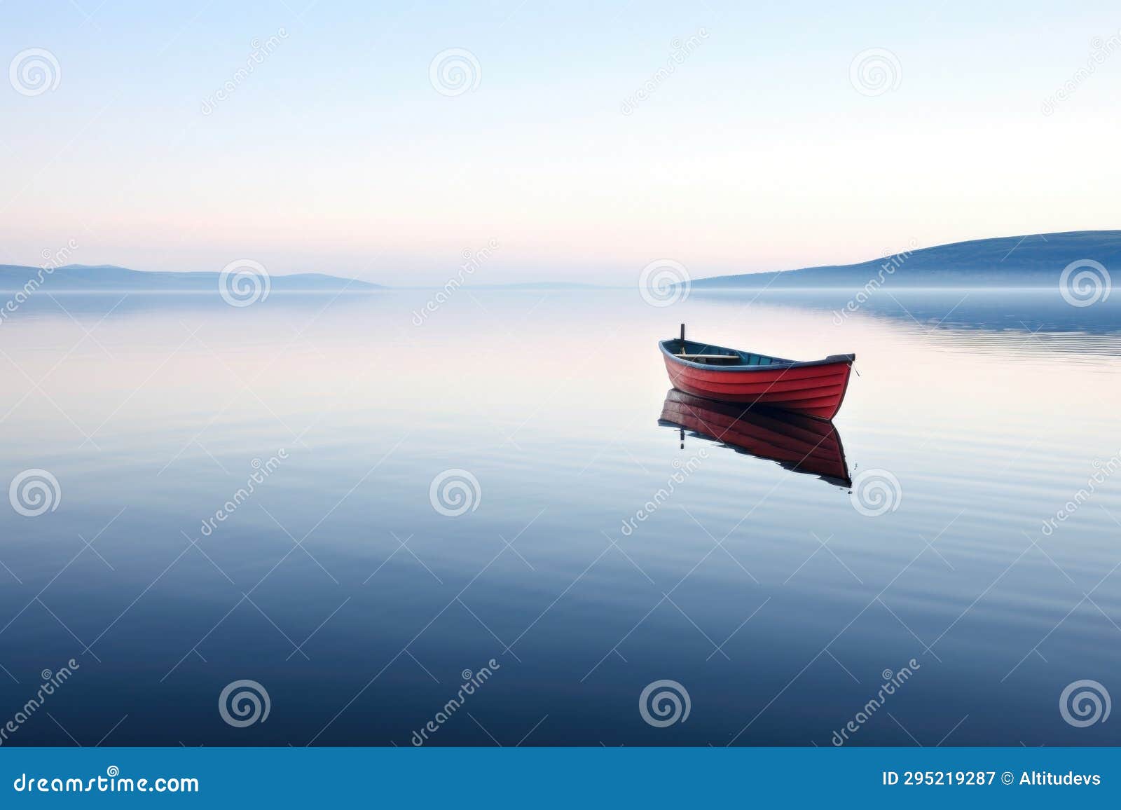 Empty Rowing Boat Against a Backdrop of Calm, Tranquil Water Stock ...