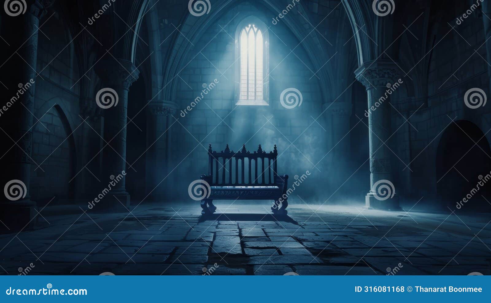 An Empty Royal Throne in a Dark Castle Hall, Creating a Fantasy ...