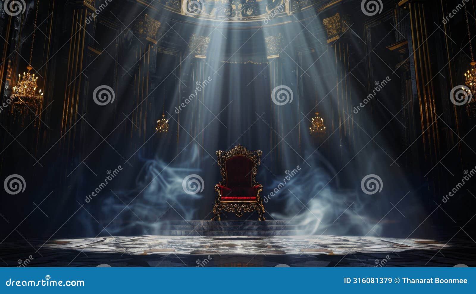 An Empty Royal Throne in a Dark Castle Hall, Creating a Fantasy ...
