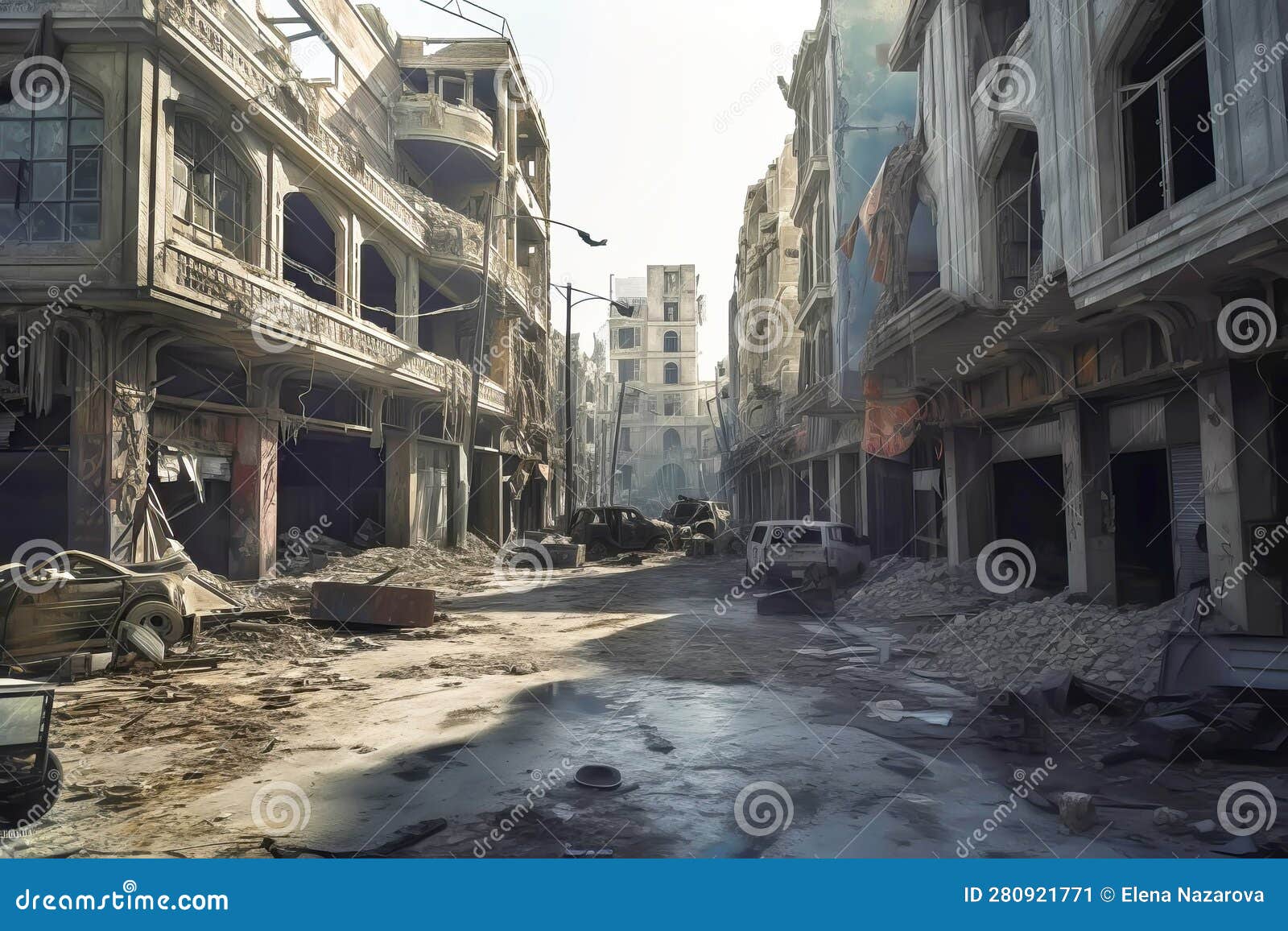 Empty Ruins of City Destroyed by War or Natural Disaster. Generative AI ...