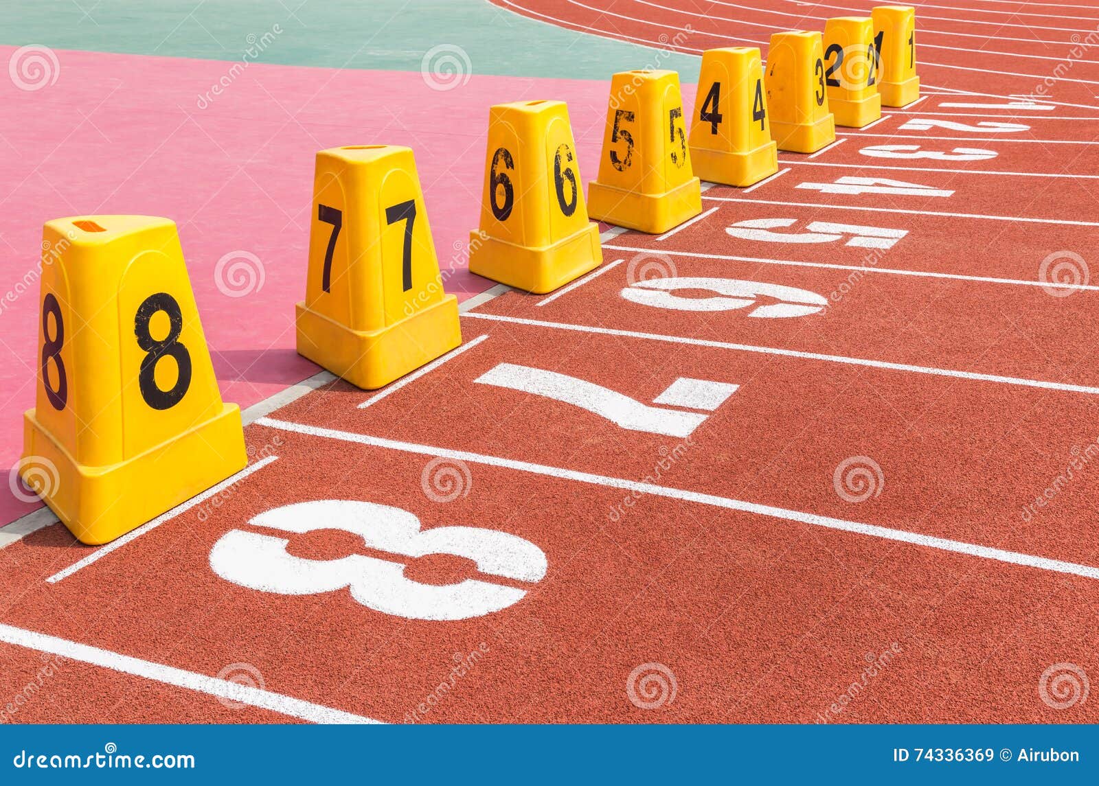 Empty Running Track with Lane Numbers. Stock Image - Image of blank ...
