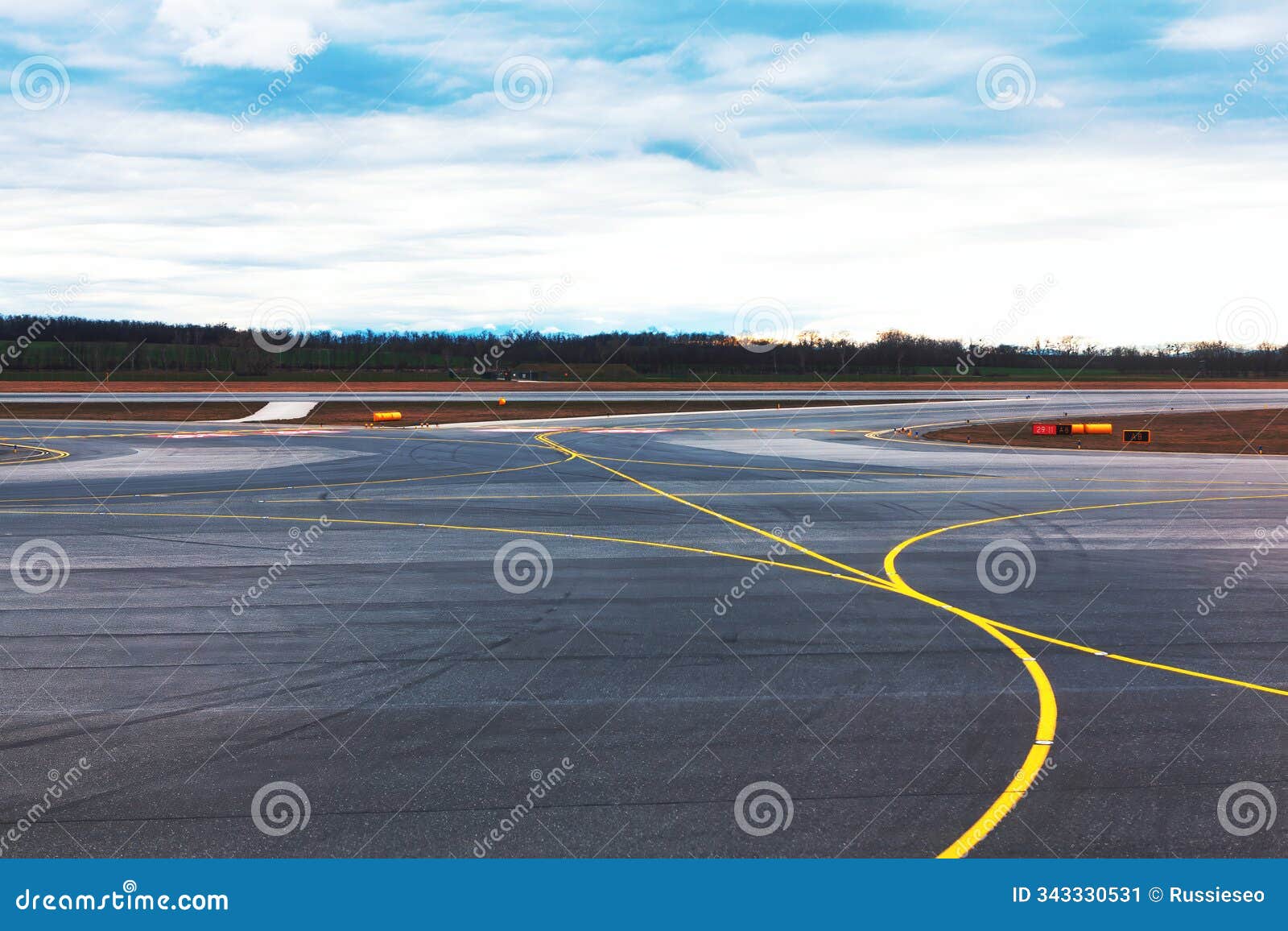 Empty Runway Strip with Markings Stock Illustration - Illustration of ...