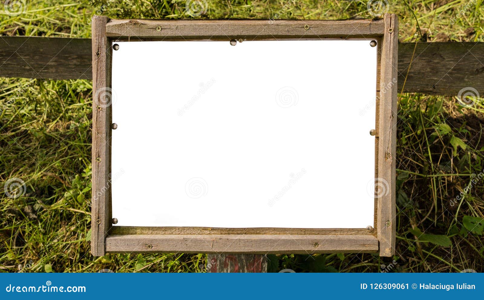 Empty Rustic Billboard with Wooden Frame Stock Image - Image of ...