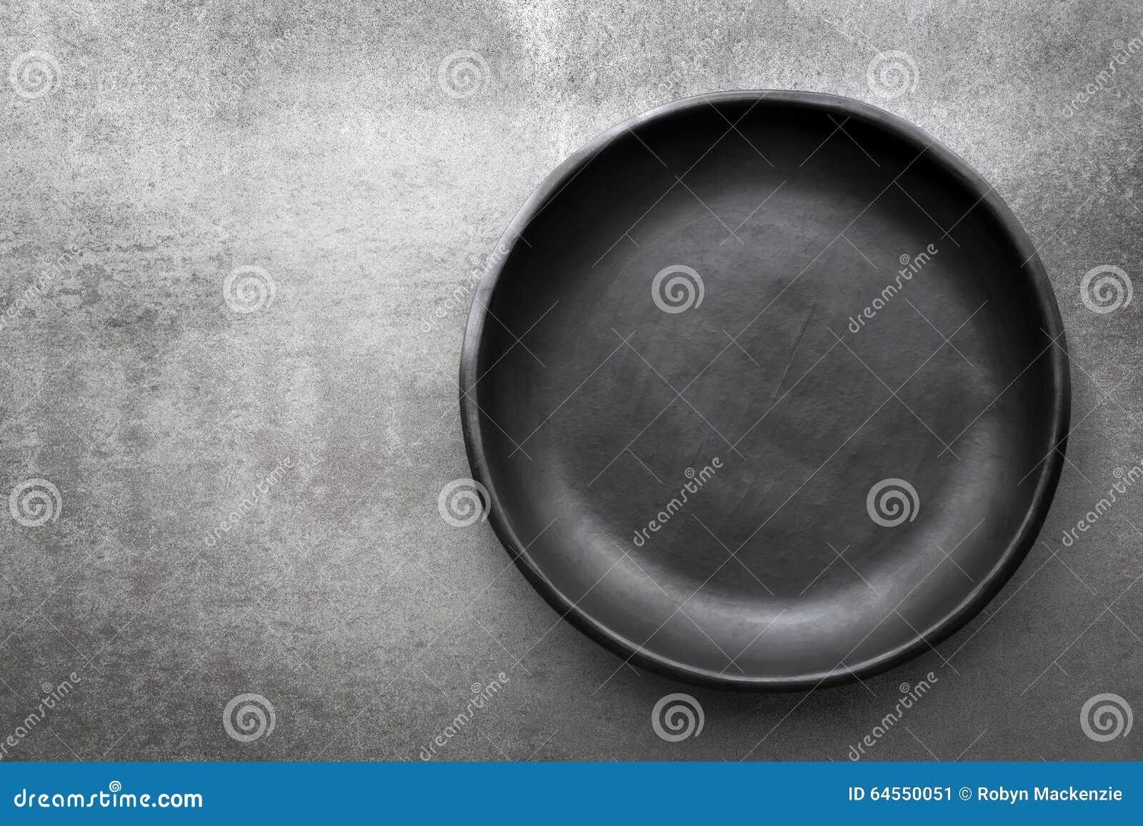 Empty Rustic Black Plate Over Slate Stock Image - Image of gray ...