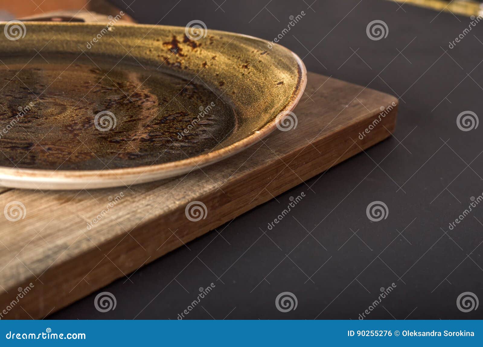 Empty rustic plate stock photo. Image of background, wooden - 90255276