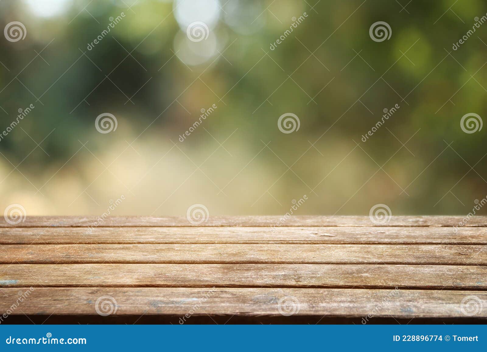 Empty Rustic Table in Front of Countryside Background. Product Display ...