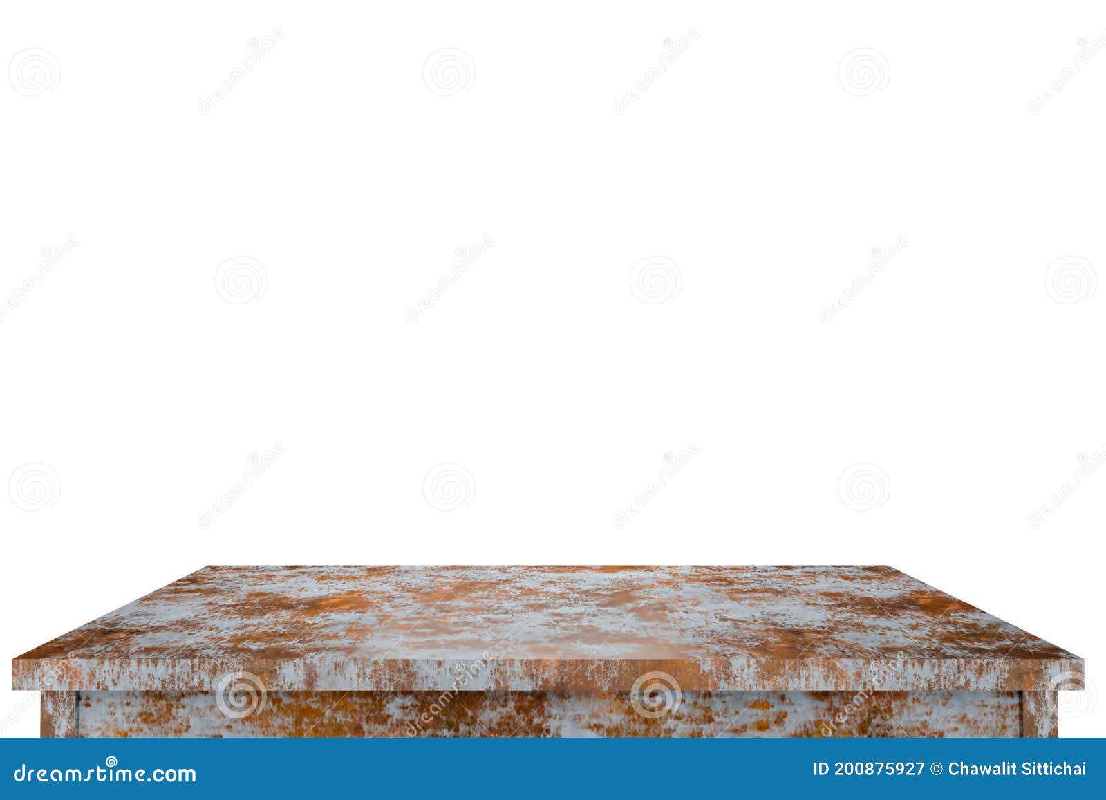 Empty Rusty Metal Table Top Isolated on White Background, Use As ...