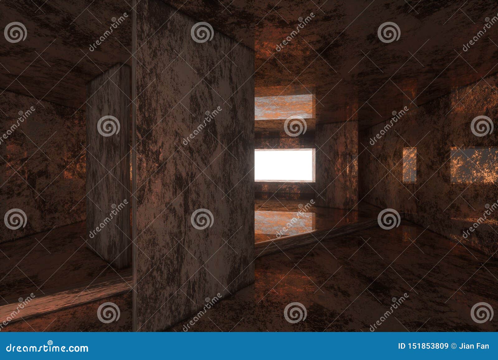 Empty Rusty Room with Light Coming in from the Window, 3d Rendering ...