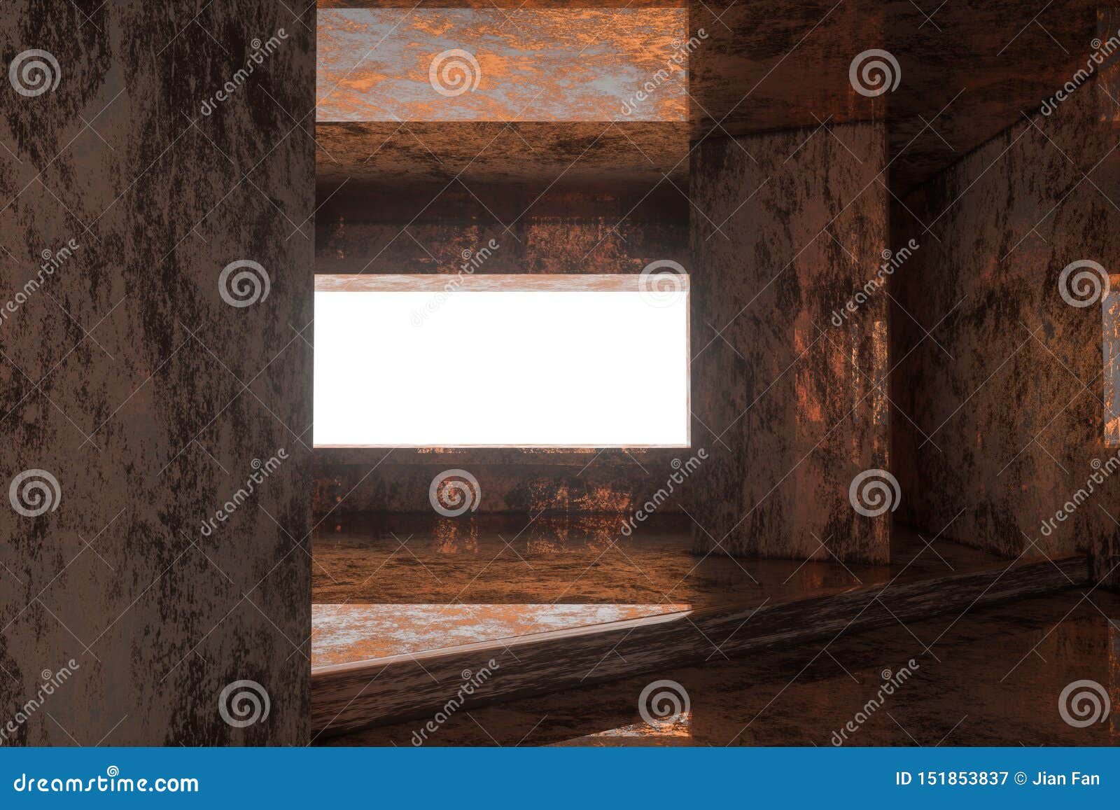 Empty Rusty Room with Light Coming in from the Window, 3d Rendering ...