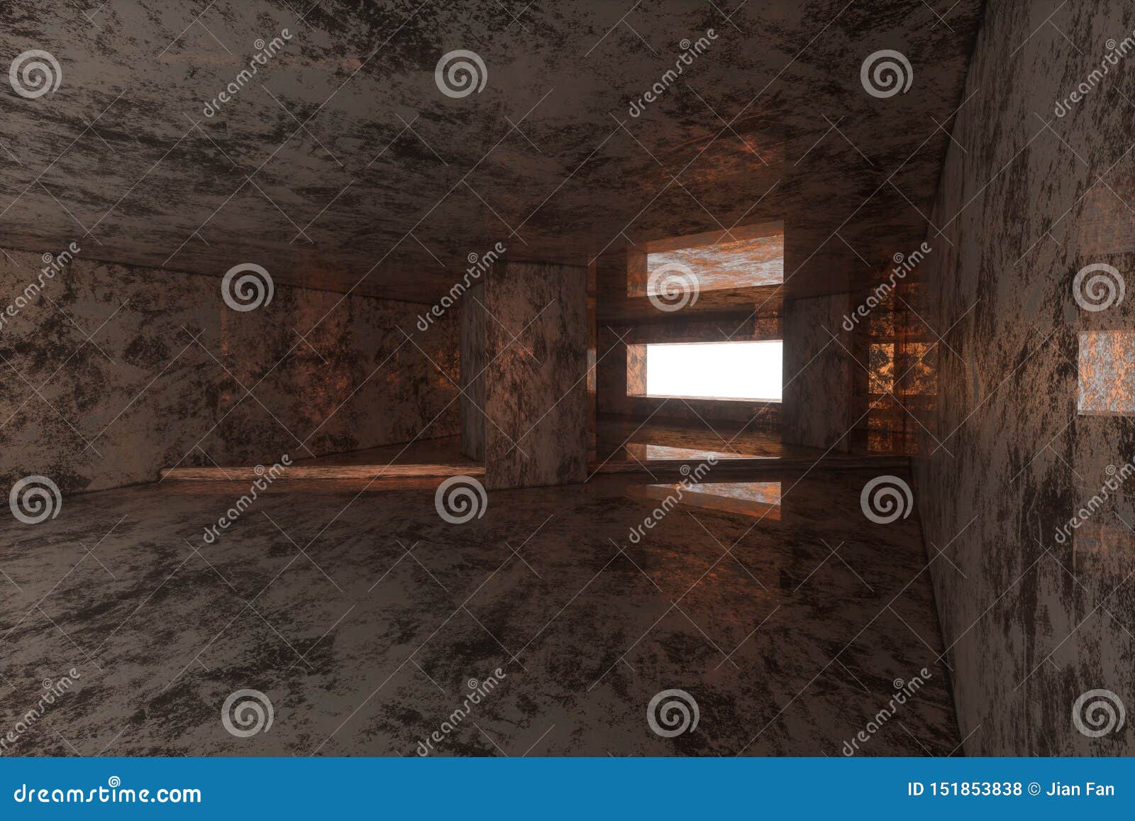 Empty Rusty Room with Light Coming in from the Window, 3d Rendering ...