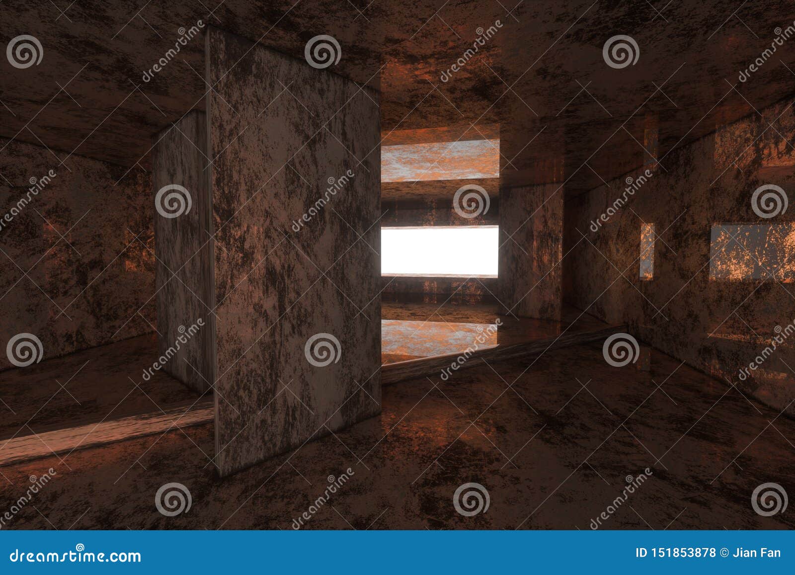 Empty Rusty Room with Light Coming in from the Window, 3d Rendering ...