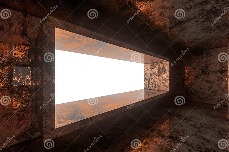 Empty Rusty Room with Light Coming in from the Window, 3d Rendering ...