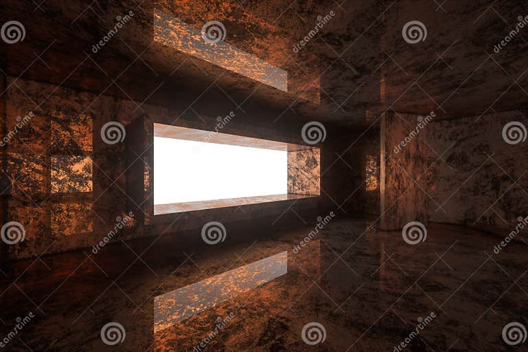 Empty Rusty Room with Light Coming in from the Window, 3d Rendering ...