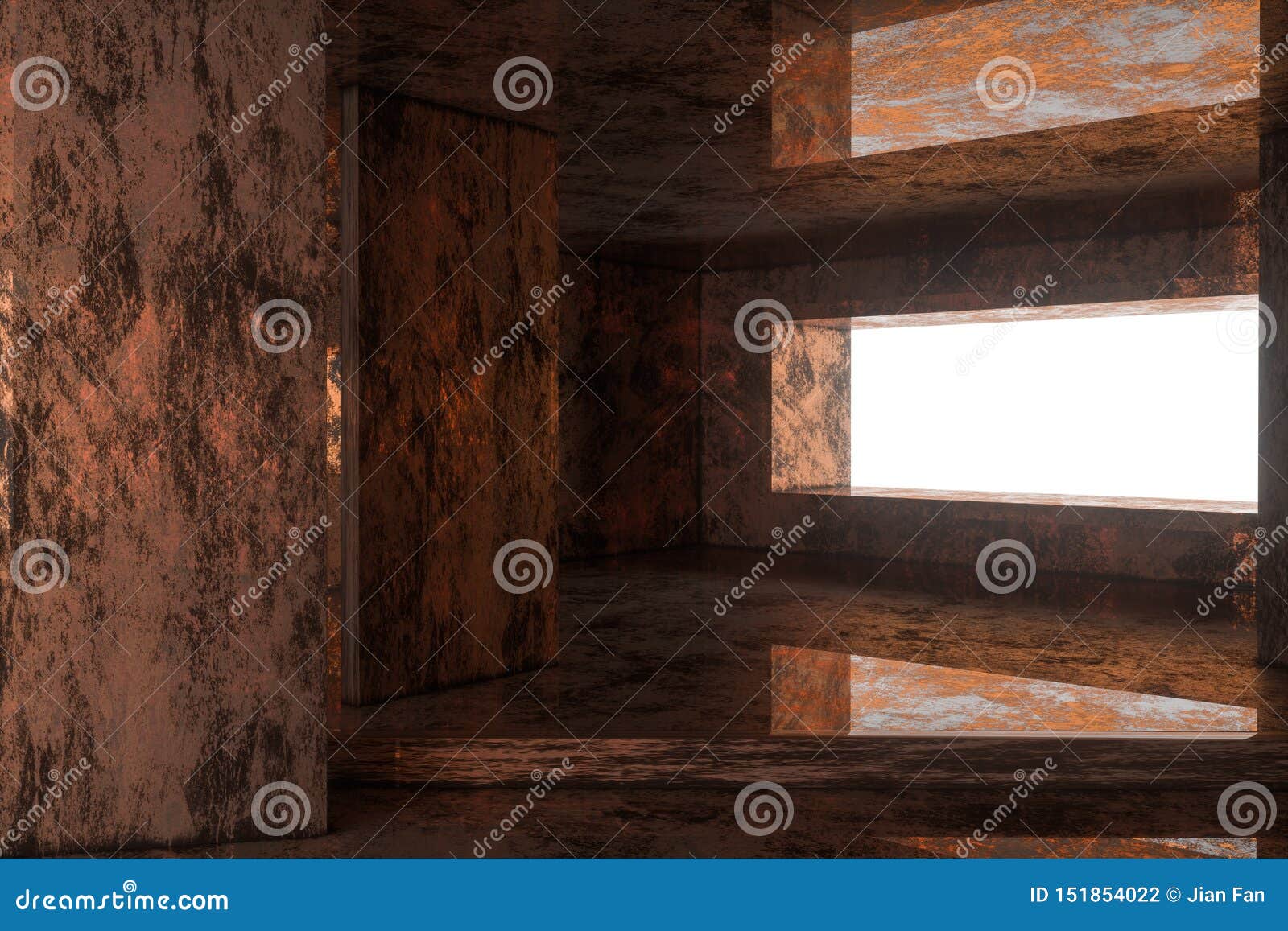 Empty Rusty Room with Light Coming in from the Window, 3d Rendering ...